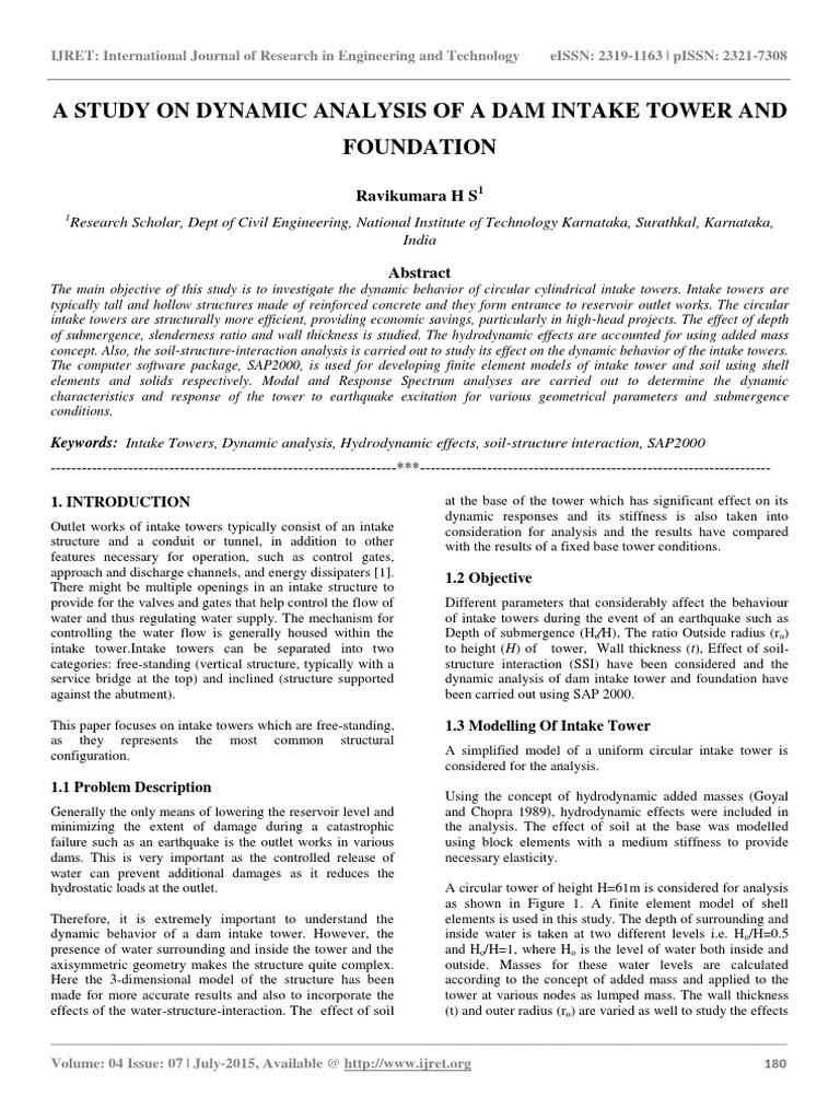 Dynamic Analysis of Dam Intake Towers | PDF | Dam | Applied And ...
