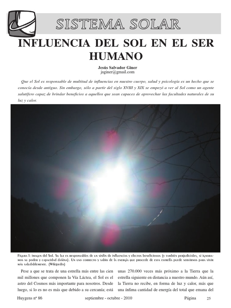 Influencia Del Sol En El Ser Humano Pdf Dom Sangre
