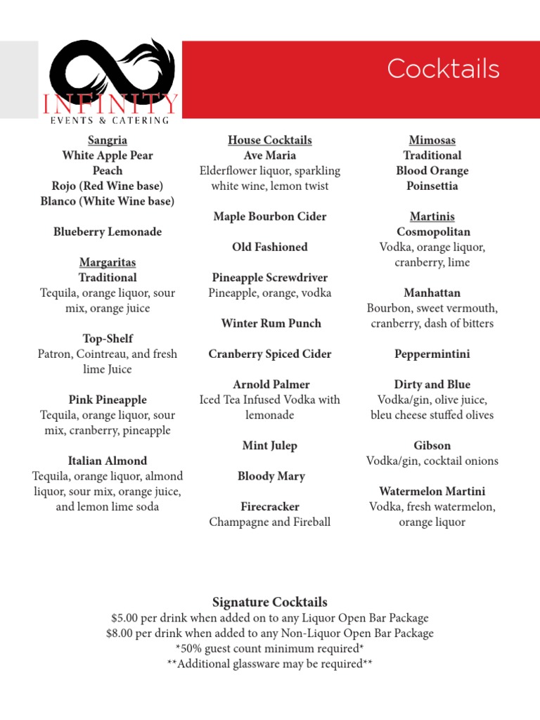 Diverse Cocktail Menu Options | PDF