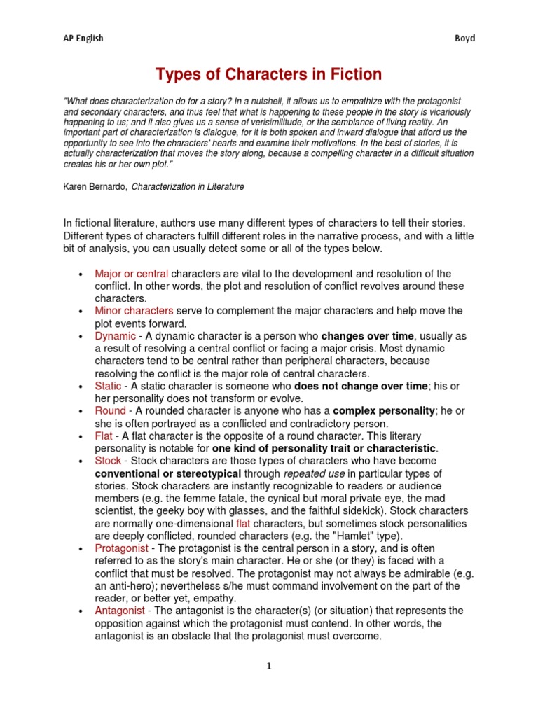 Types of Characters in Fiction | PDF | Psychological Concepts