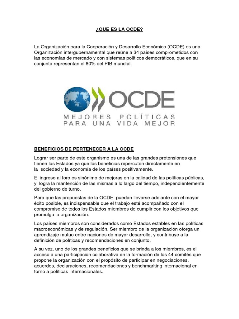 Que Es La OCDE? | PDF | Organización para la cooperación económica y el ...