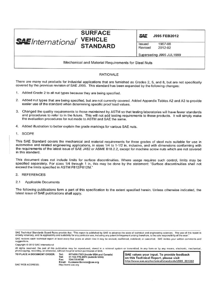 Sae J995 - 2012 | PDF