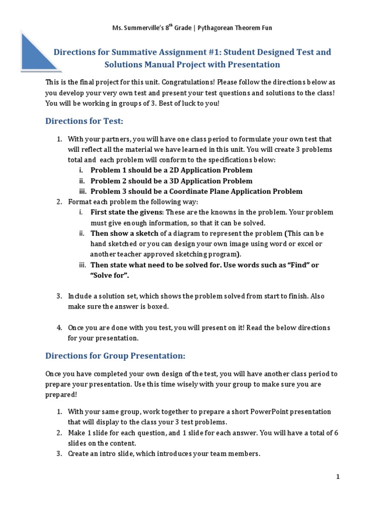 Directions For Summative Assignment Final | PDF | Cognition | Learning