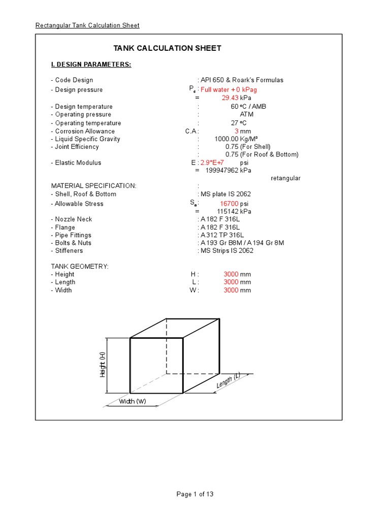 MS Tank Fabrication Calculation | PDF