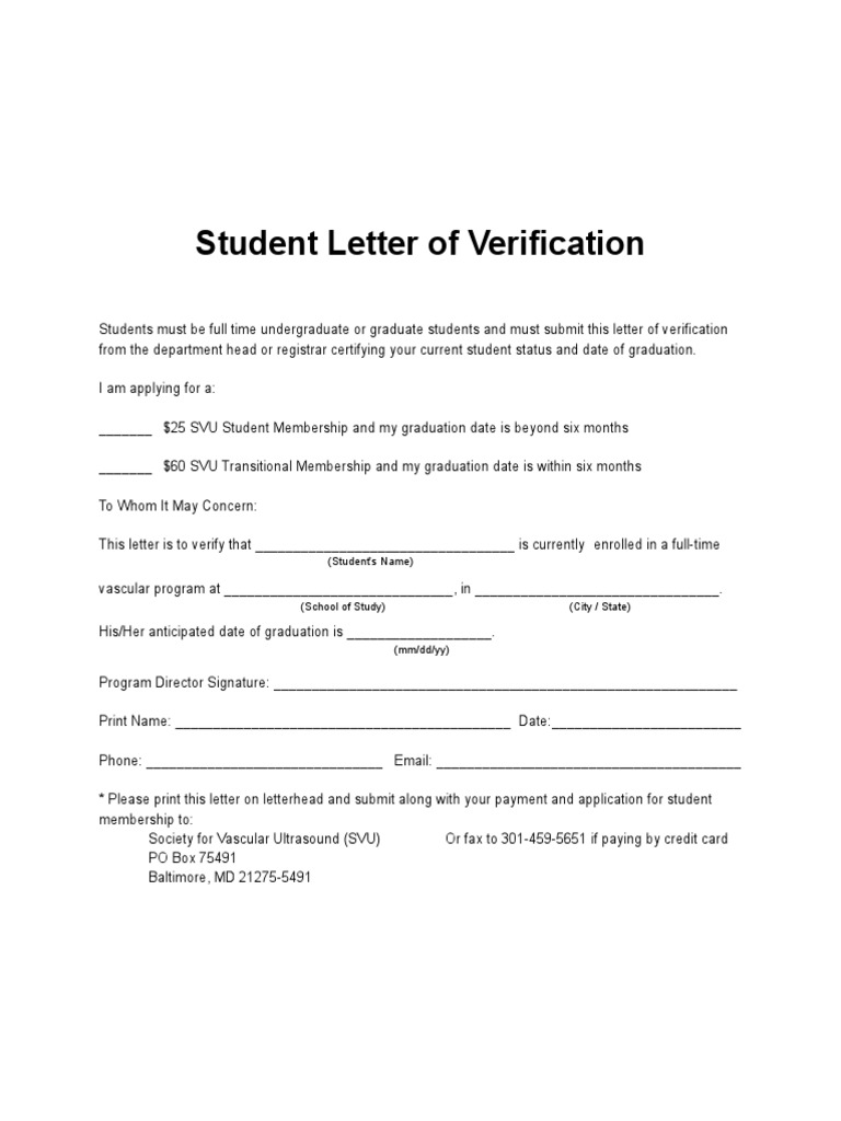 Student Letter of Verification | PDF
