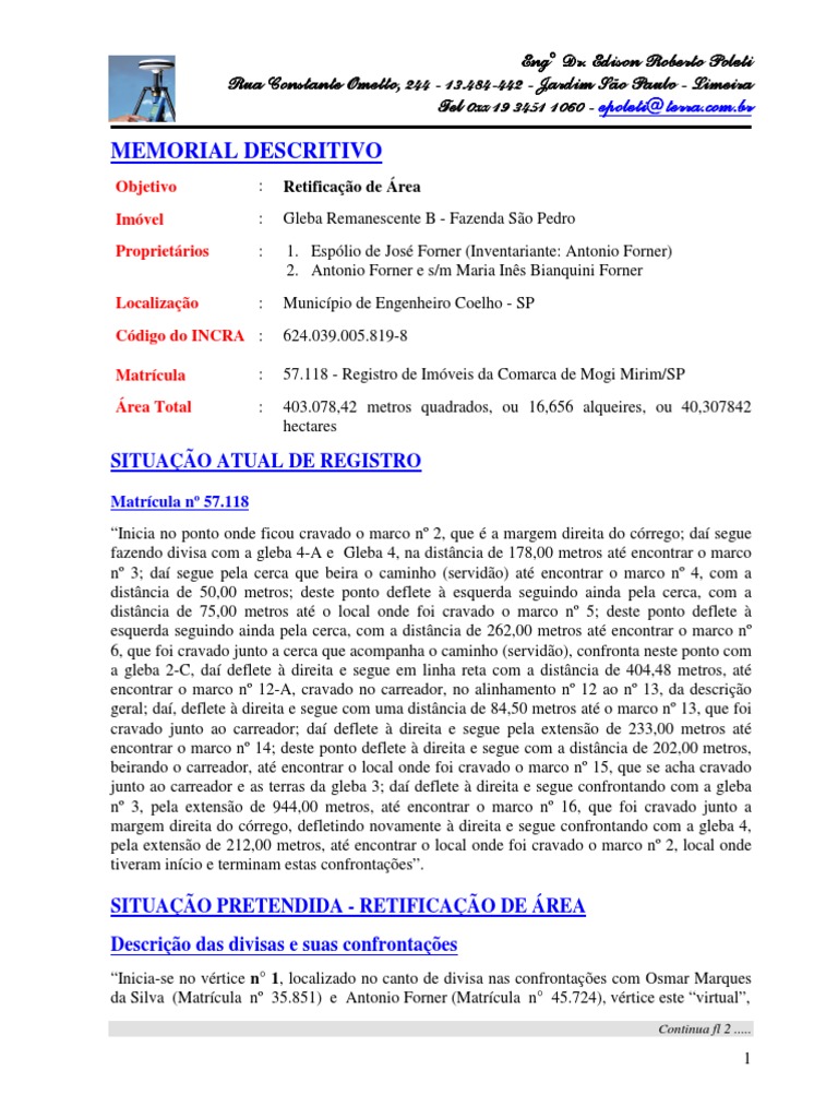 Exemplo MEMORIAL DESCRITIVO.pdf | Natureza | Tecnologia (Geral)