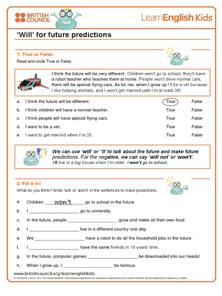 Grammar-Games-Will-Future-Predictions-Worksheet 1 | PDF