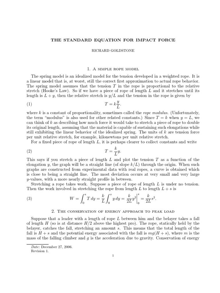 Equationforimpactforce PDF | PDF | Tension (Physics) | Mass