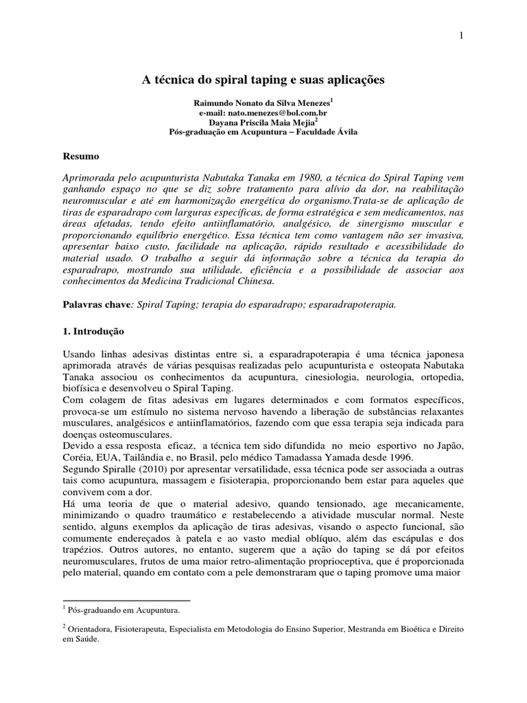 A técnica do Spiral Taping: mecanismo de ação e aplicações | PDF ...