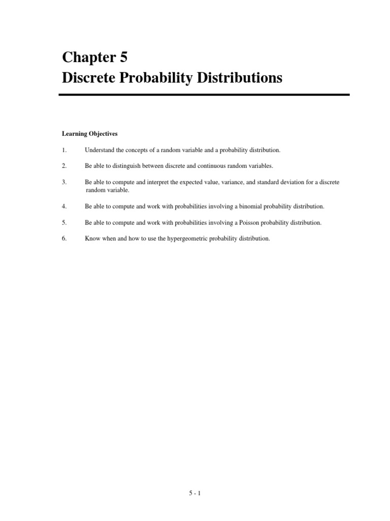 Chapter 5 Discrete Probability Distributions | PDF | Probability Distribution | Random Variable