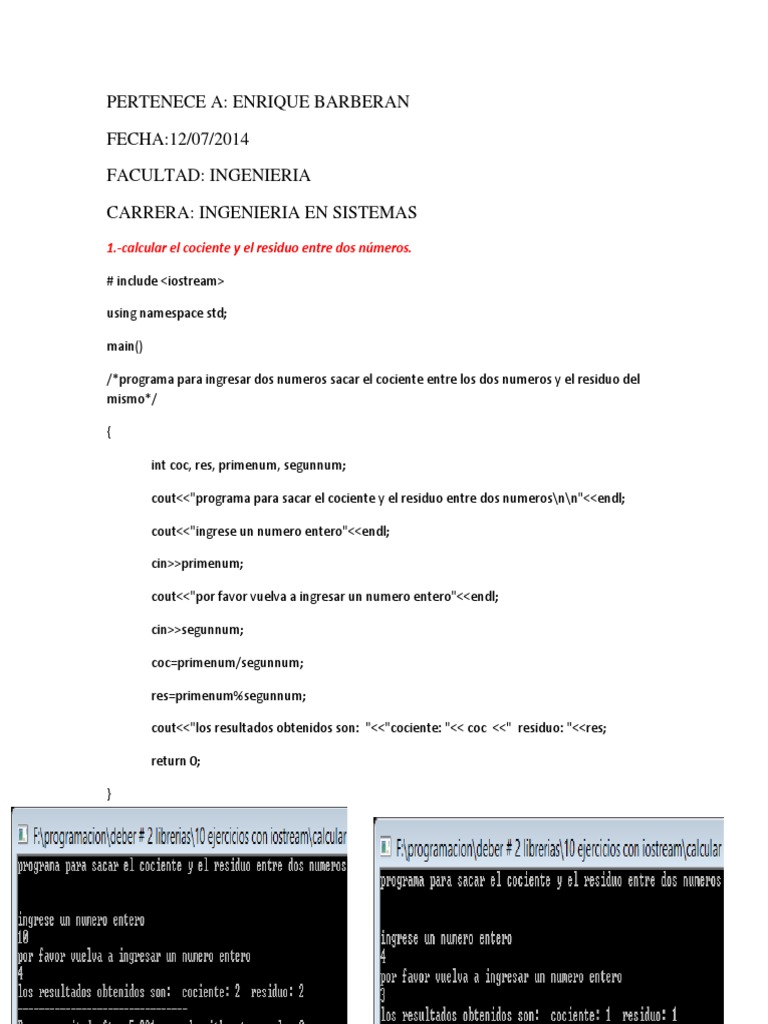 Libreria Iostream | PDF | Sicología | Informática y tecnología de la ...