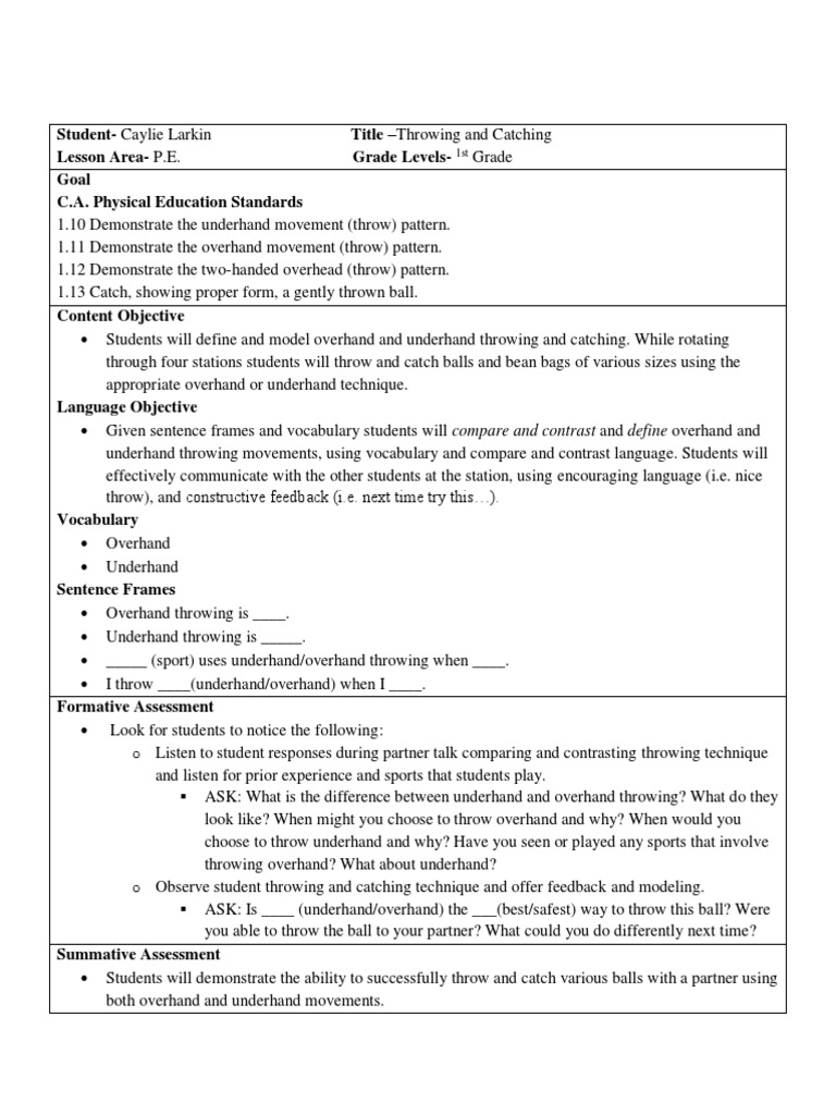 p e lesson throwing and catching | Physical Education | Educational ...