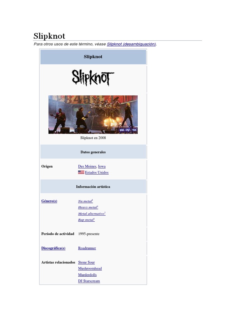 Slipknot | PDF | Industria de la música | Grupos musicales