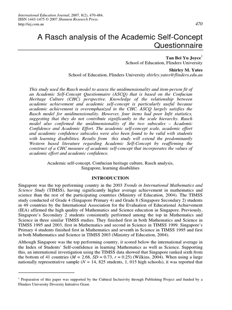 Academic Self-Concept Questionnaire | PDF | Learning Disability | Self ...