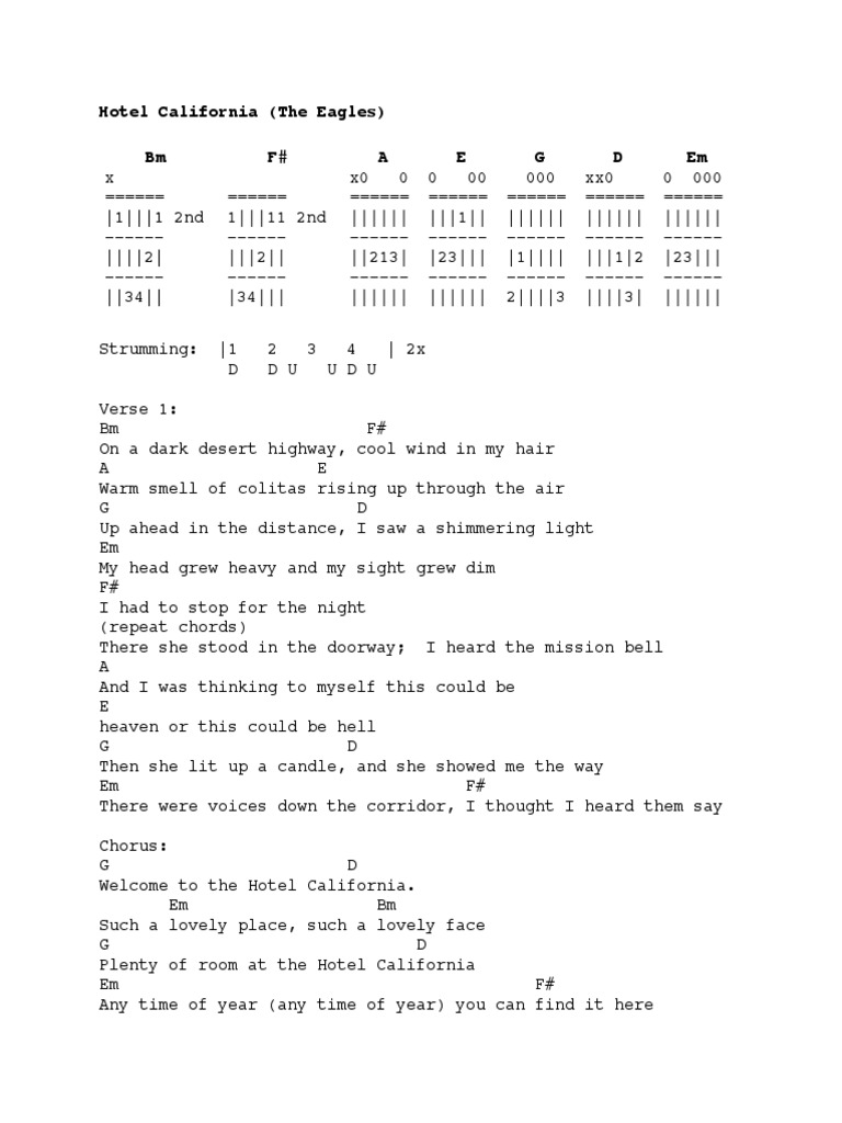 Hotel California PDF | PDF | Leisure | Entertainment (General)