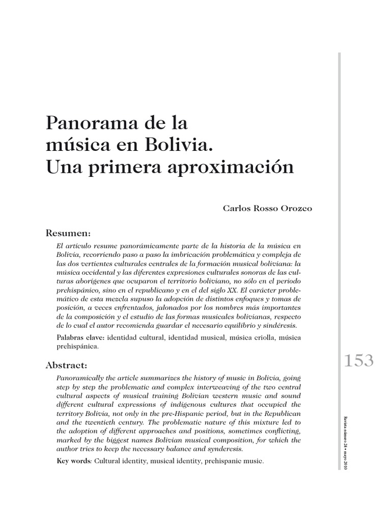 PANORAMA de La Música Boliviana 21 PP | PDF | Bolivia | Imperio Inca