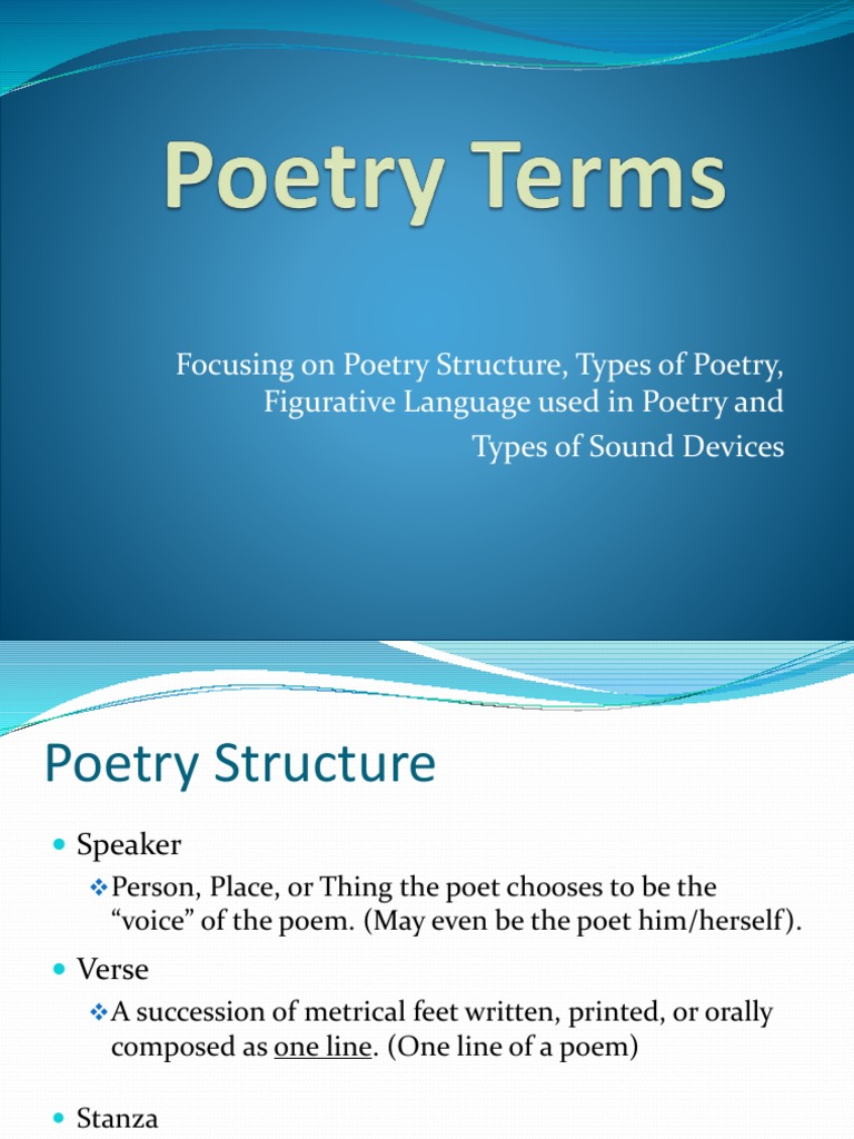 Poetry Terms Powerpoint | PDF | Metre (Poetry) | Poetry