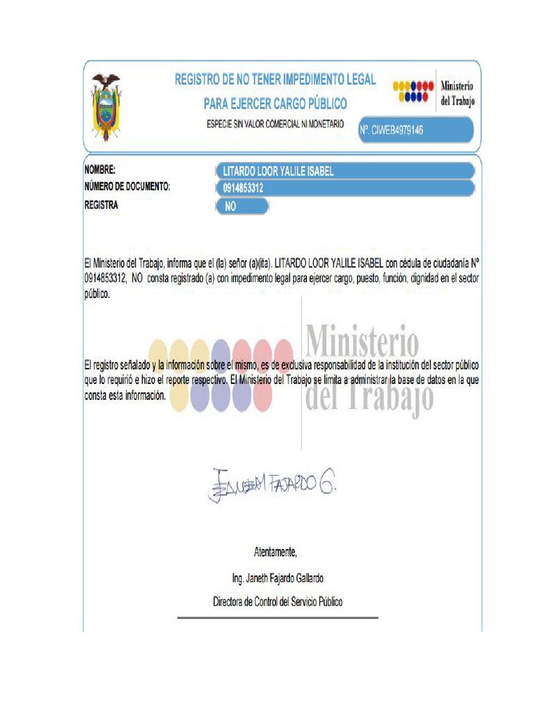 Impedimento Laboral 