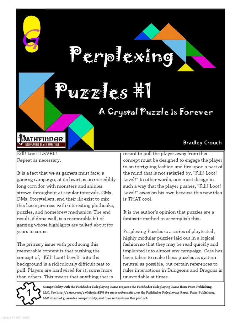 Perplexing Puzzles 1 A Crystal Puzzle Is Forever (11971083) | PDF ...