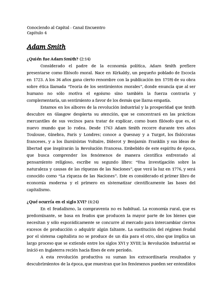 Adam Smith y la Economía Capitalista | PDF | Adam Smith | Oferta (economía)