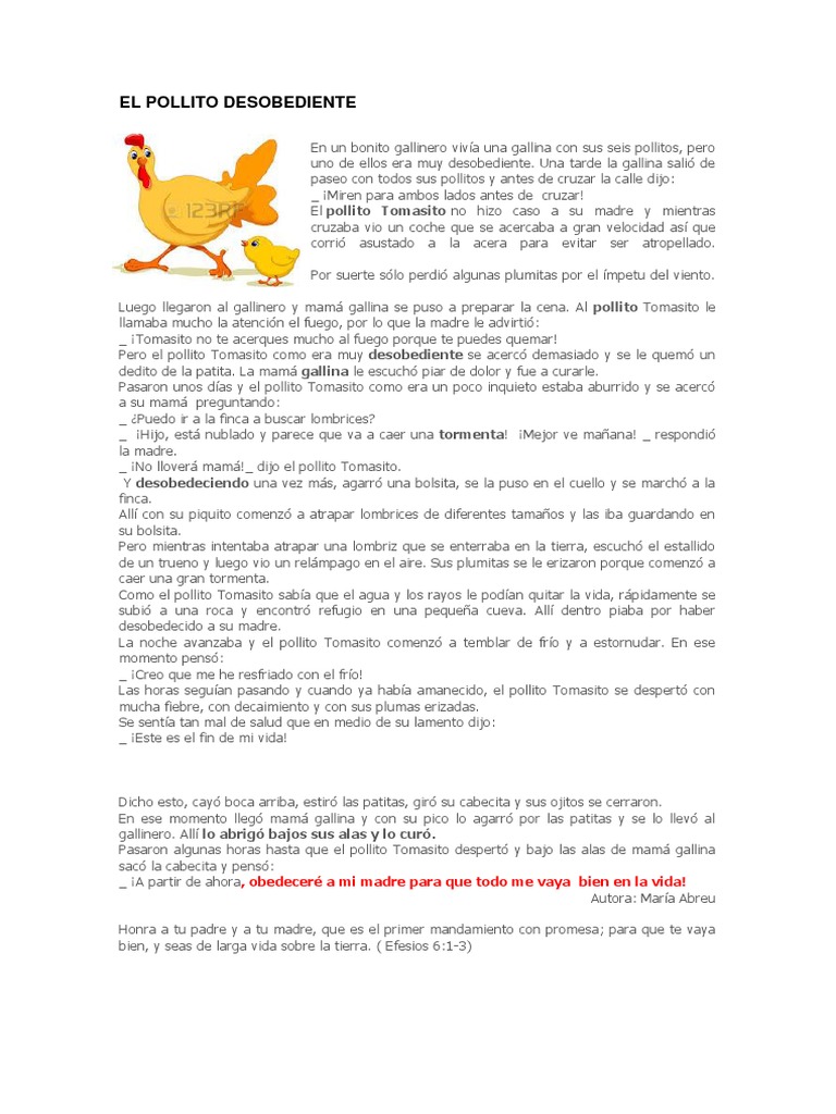 El Pollito Desobediente Pdf Ocio