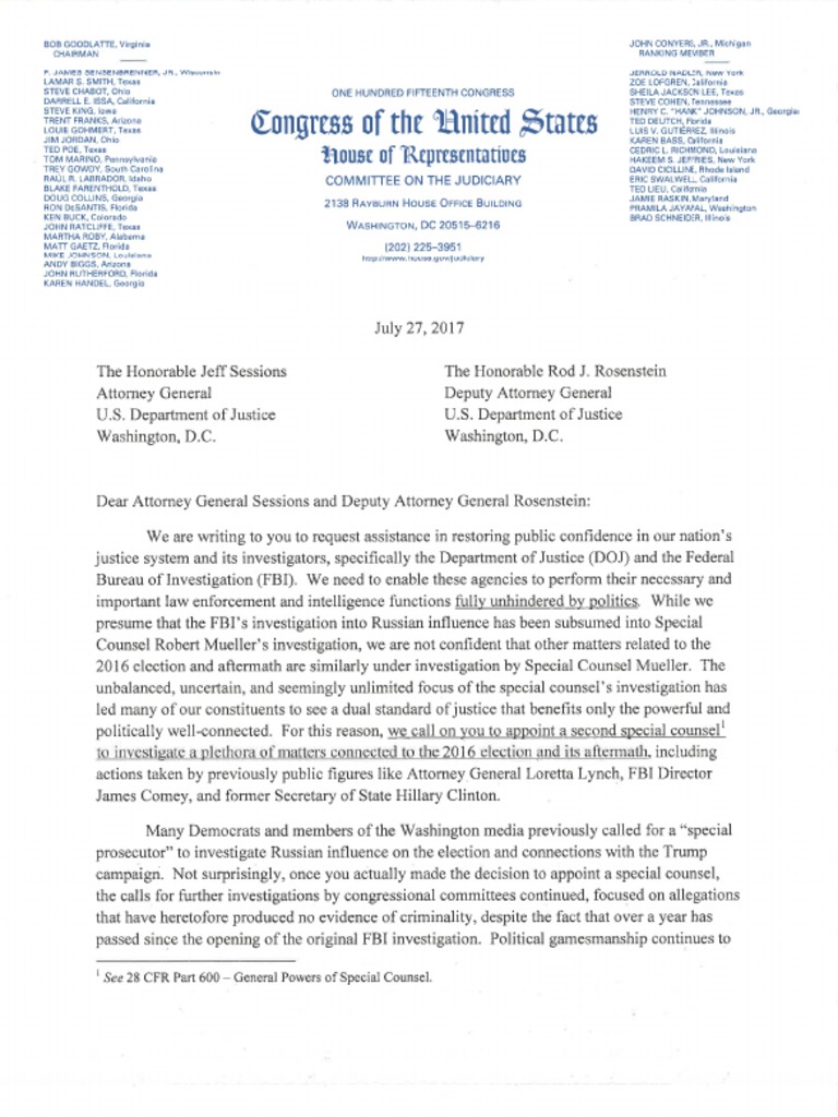 House Judiciary Letter | PDF