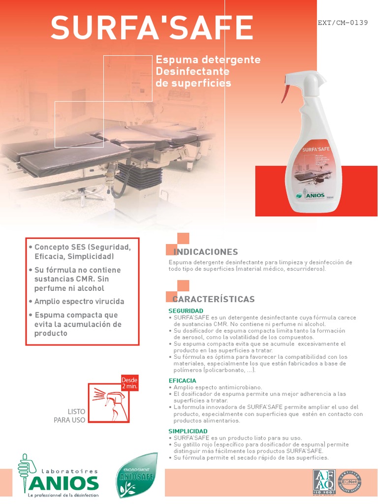 SURFA'SAFE: Un detergente desinfectante de espuma seguro y efectivo ...