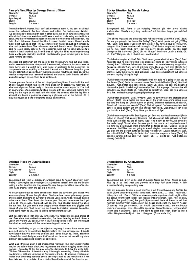 Monologues - Examples | PDF