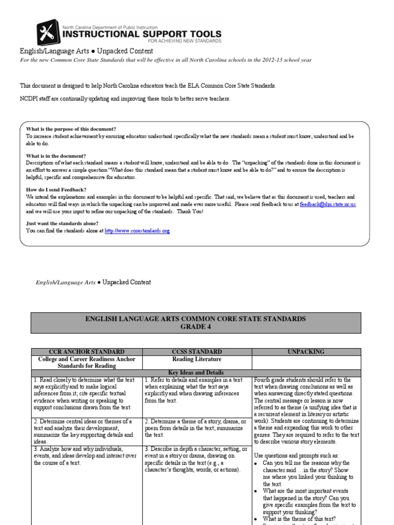 Grade 4 Unpacking | PDF | Narration | Reading (Process)