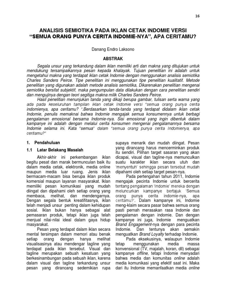 Analisis Semiotika Iklan Indomie | PDF | Ilmu Sosial