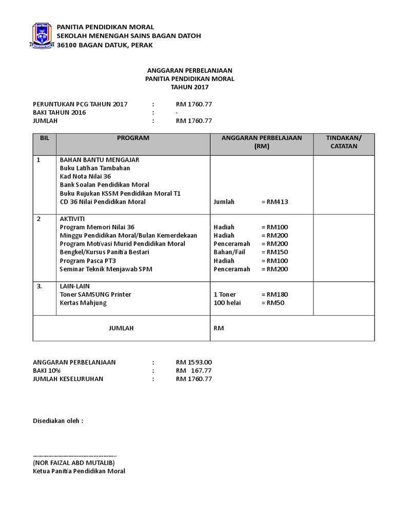 Anggaran Perbelanjaan | PDF