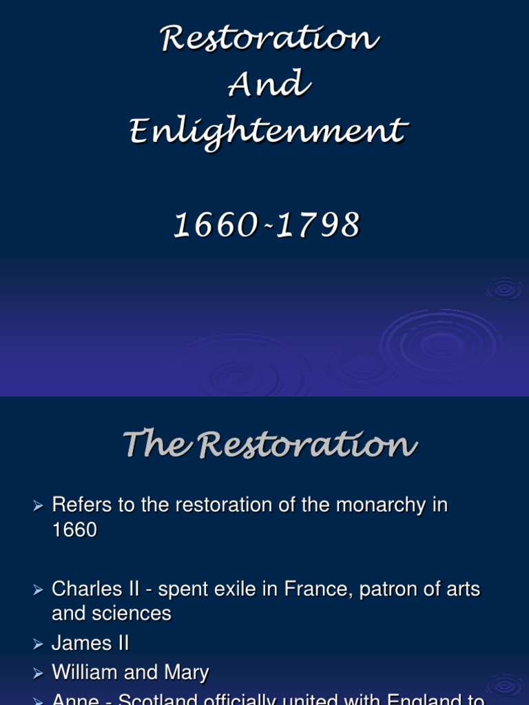Restoration and Enlightenment Overview | PDF | Satire | Age Of ...