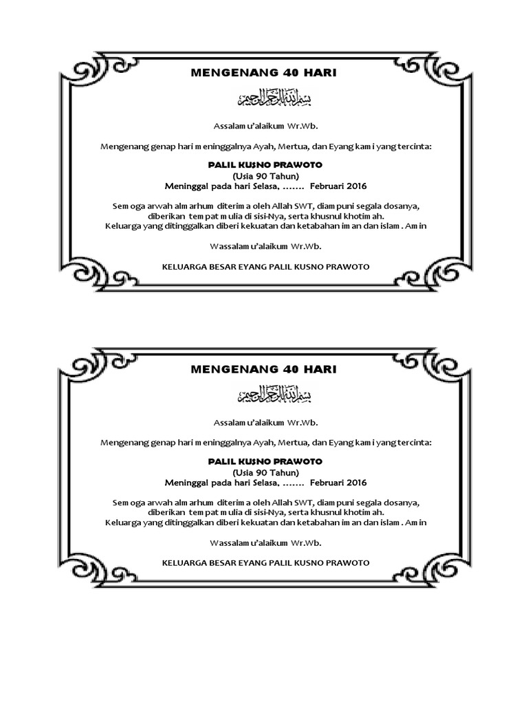 Mengenang 40 Hari Eyang PALIL KUSNO PRAWOTO | PDF