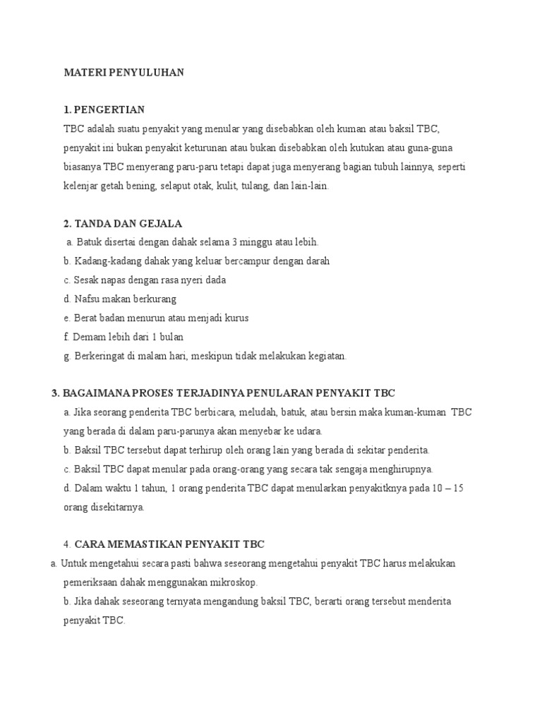 MATERI PENYULUHAN TBC | PDF
