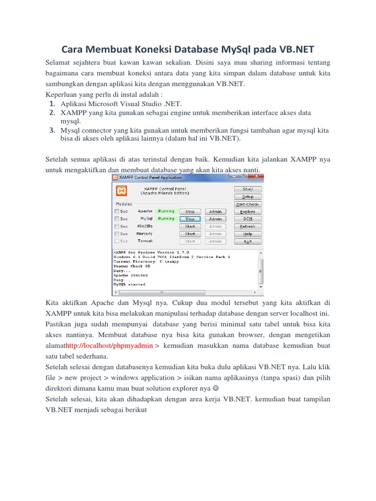 Cara Membuat Koneksi Database MySql Pada VB | PDF | Komputer