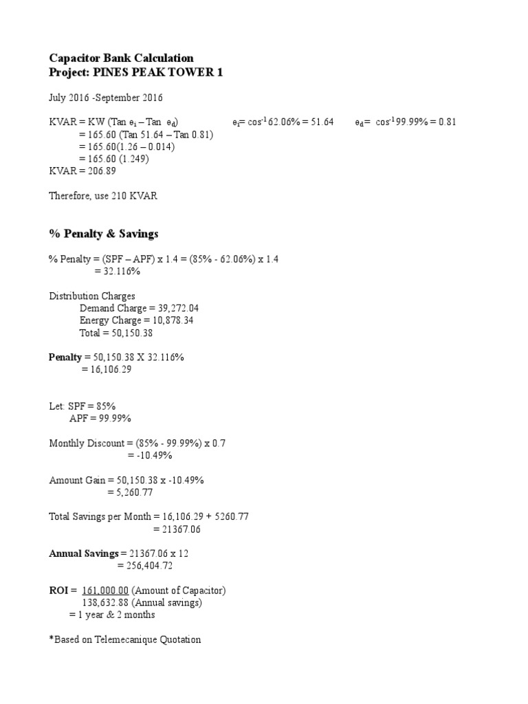 Cap Bank Computation | PDF