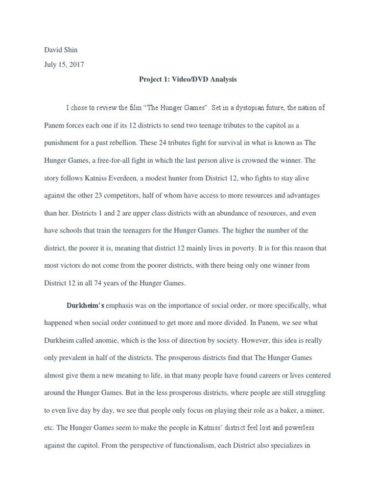 Project 1 | PDF | The Hunger Games | Sociological Theories