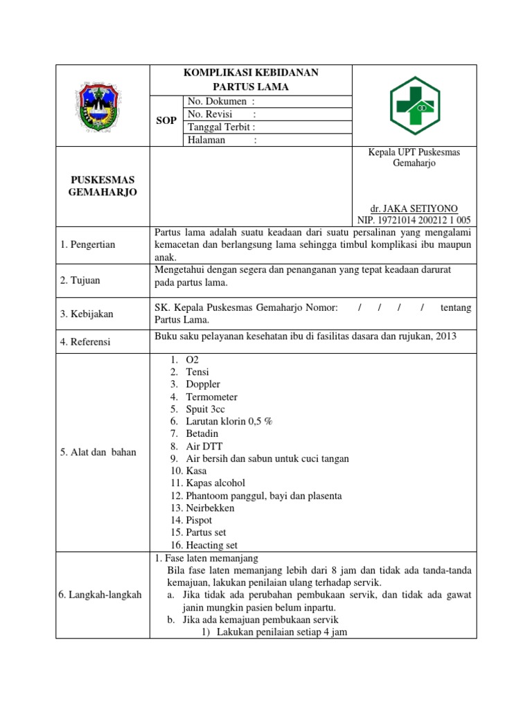Sop Partus Lama | PDF