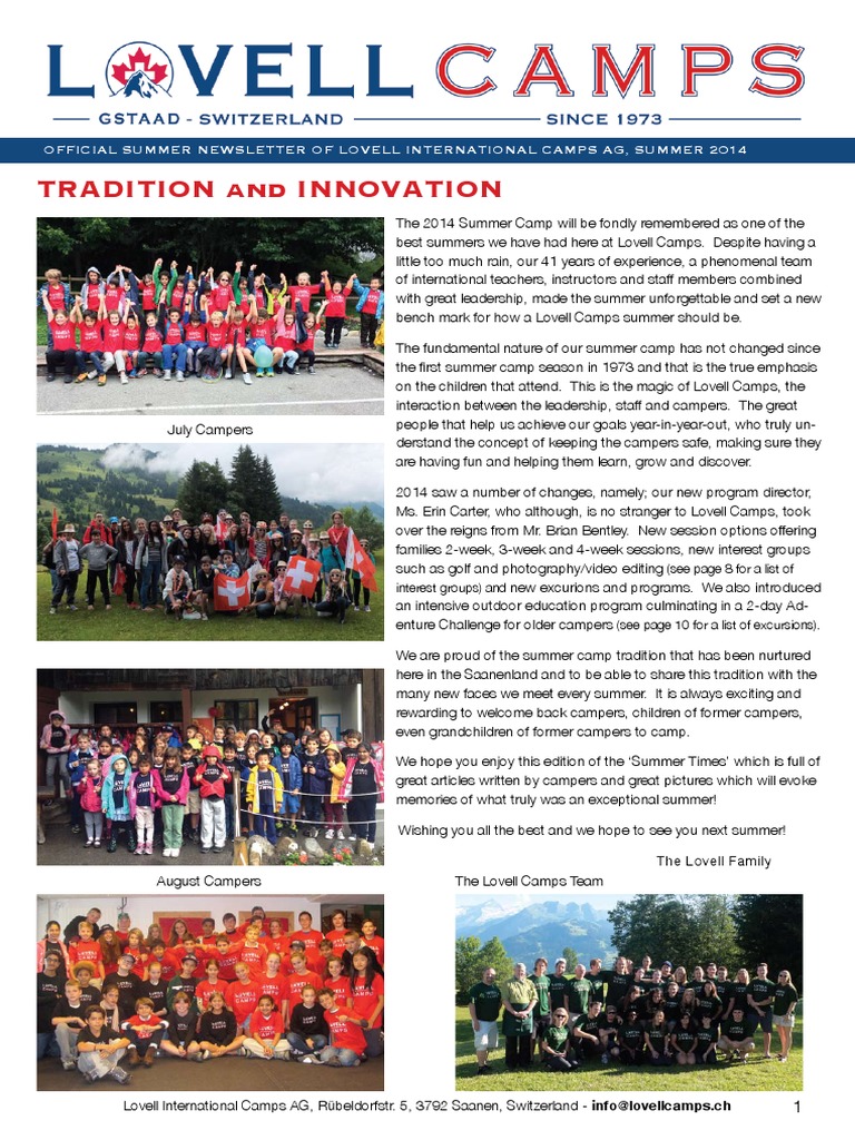 Summer Camp Newsletter 2014 | PDF | Camping | Outdoor Recreation