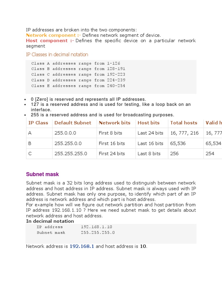 IP Addresses Are Broken Into The Two Components | PDF | Ip Address ...