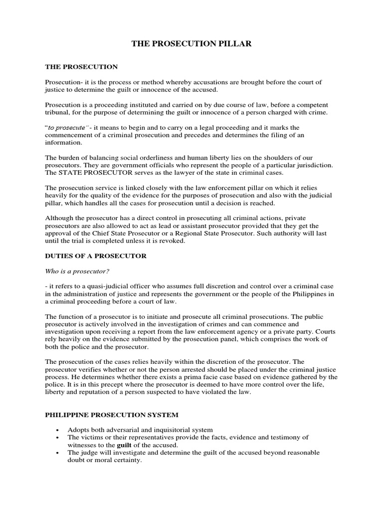 Prosecution Pillar | PDF | Prosecutor | Arrest