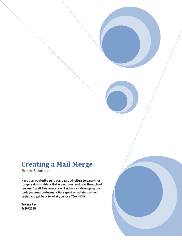 Steps To Complete A Mail Merge | PDF | Microsoft Excel | Teachers