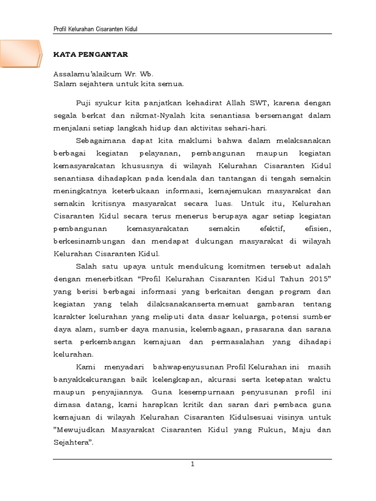 Profil Kelurahan Cisaranten Kidul 2015 | PDF