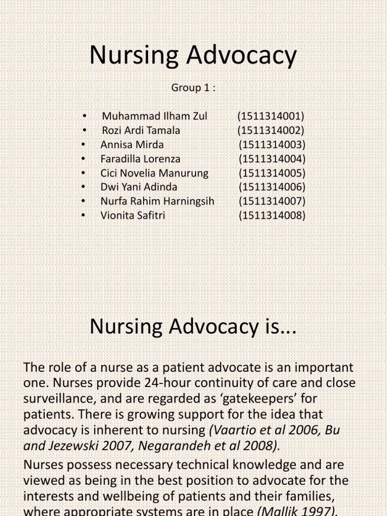 Nursing Advocacy: Roles and Case Study | PDF | Patient | Nursing