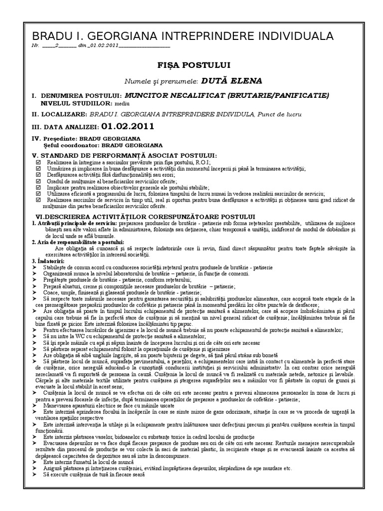 Muncitor Necalificat COFETAR | PDF