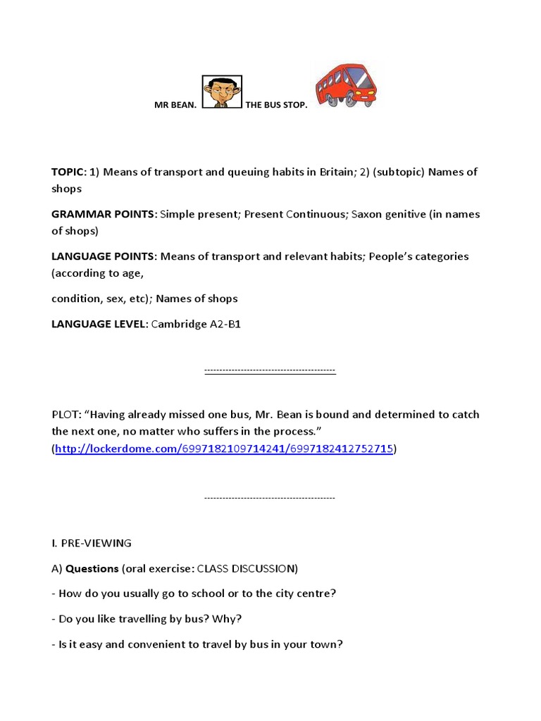 MR Bean. The Bus Stop | PDF | Cognitive Science | Linguistics