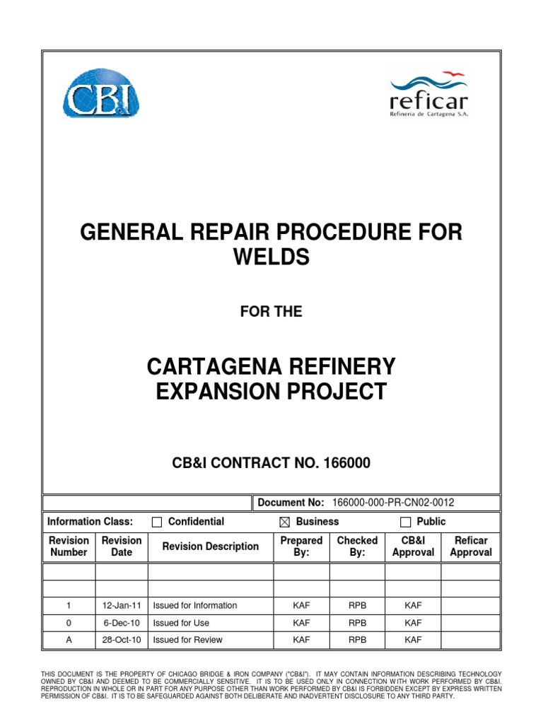General Repair Procedure For Welds R1 PDF | PDF | Pipe (Fluid Conveyance) | Welding