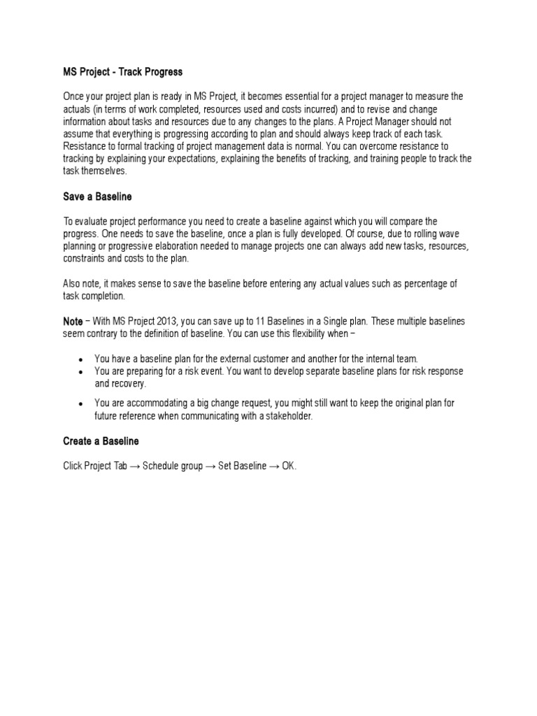 Track Progress MS Project | PDF | Project Management | Computing