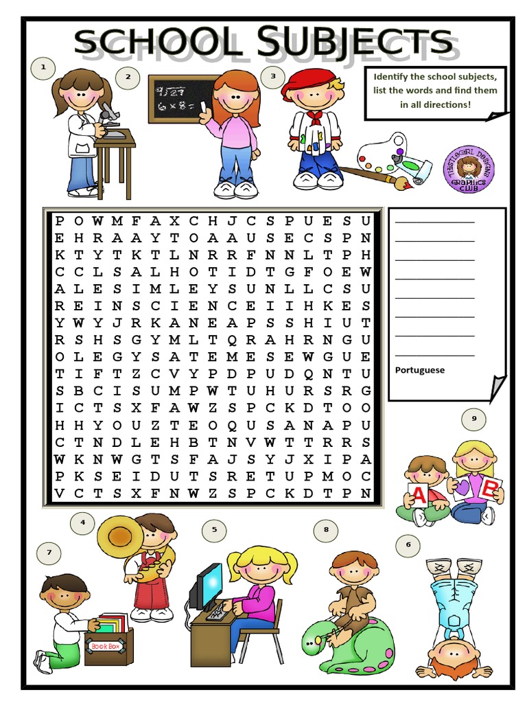 Identify The School Subjects, List The Words and Find Them in All ...