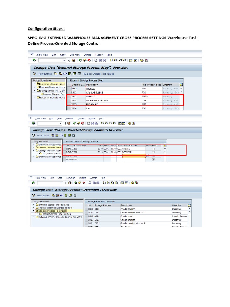 Configuration Steps: Spro-Img-Extended Warehouse Management-Cross Process Settings-Warehouse ...